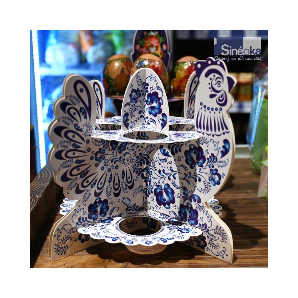 Présentoir pour œufs de Pâques - En carton - Forme de Poule - Décor Gjel